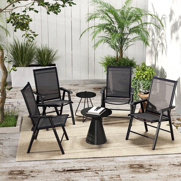 Outsunny 4 piece Folding Patio Chair Set with a Simple Chic Design Comfortable for the Deck Garden Yard Travel On Sale Bed Bath Beyond 30815715