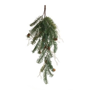 Pine Cone Twig Swag (Set of 12) - Green, Brown - 23" x 5" x 26" - Bed ...