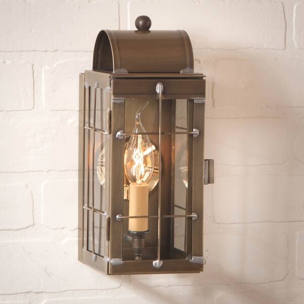 Irvin's Country Tinware Cape Cod Wall Lantern In Weathered Brass - 11 X ...