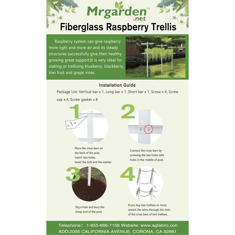 Agfabric Raspberry Trellis and Stake Vineyard Trellis - Overstock ...