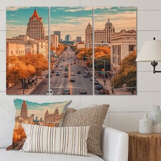 Designart "Austin Dynamic Cityscape I" Cityscapes Wall Art Living Room ...