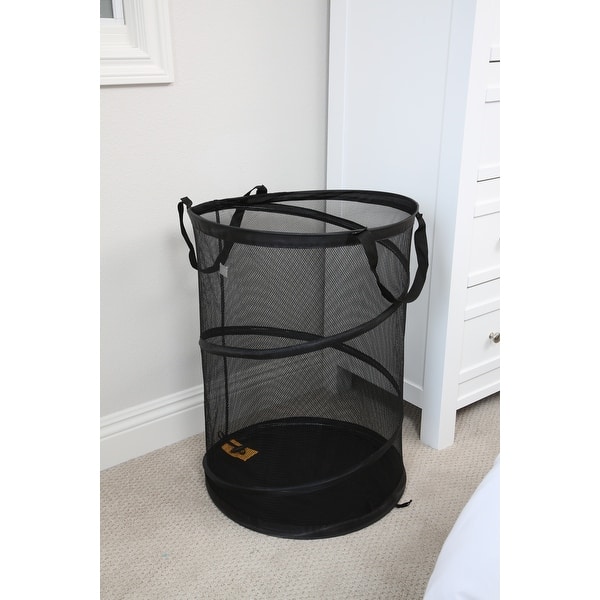 Smart Design Pop Up Spiral Laundry Hamper Bag Mesh - Black - Bed Bath ...