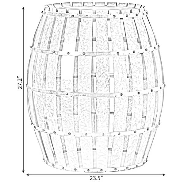 Vintiquewise Round Wooden Rustic Wood Metal Barrel Shaped Side Table ...