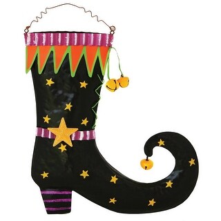 Halloween Witch Boot 10 Inch Tin Wall Door Hanging Sign Plaque - Multi ...