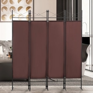 4-Panel Metal Folding Room Divider - 62.99"L x 12.2"W x 71.26"H - Bed ...