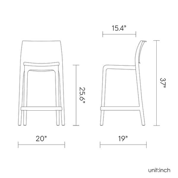Sensilla Resin Stackable Counter-height Bar Stools, Set of 2 - Bed Bath & Beyond - 32183988
