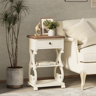 COZAYH French Country End Table, Farmhouse Console Table with Drawer ...