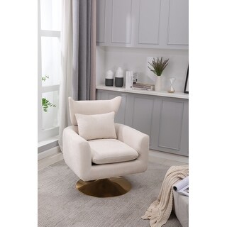 Swivel Lounge Sofa 360Swivel Barrel Chair w/ Curved Neck Brace, Beige ...