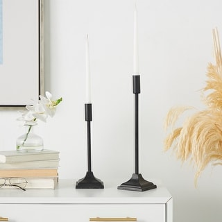 Black Metal Slim Minimalistic Candle Holder with Tapered Bases (Set of ...