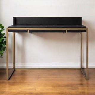 46" Black and Gold Writing Desk for Home Office - Bed Bath & Beyond ...