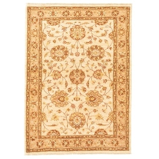 ECARPETGALLERY Hand-knotted Chobi Finest Cream Wool Rug - 4'1 x 5'10 ...