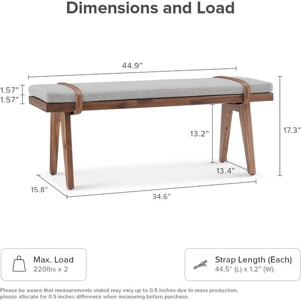 Mopio Ted Wood Bench with Removable Fabric Cushion - Bed Bath & Beyond ...