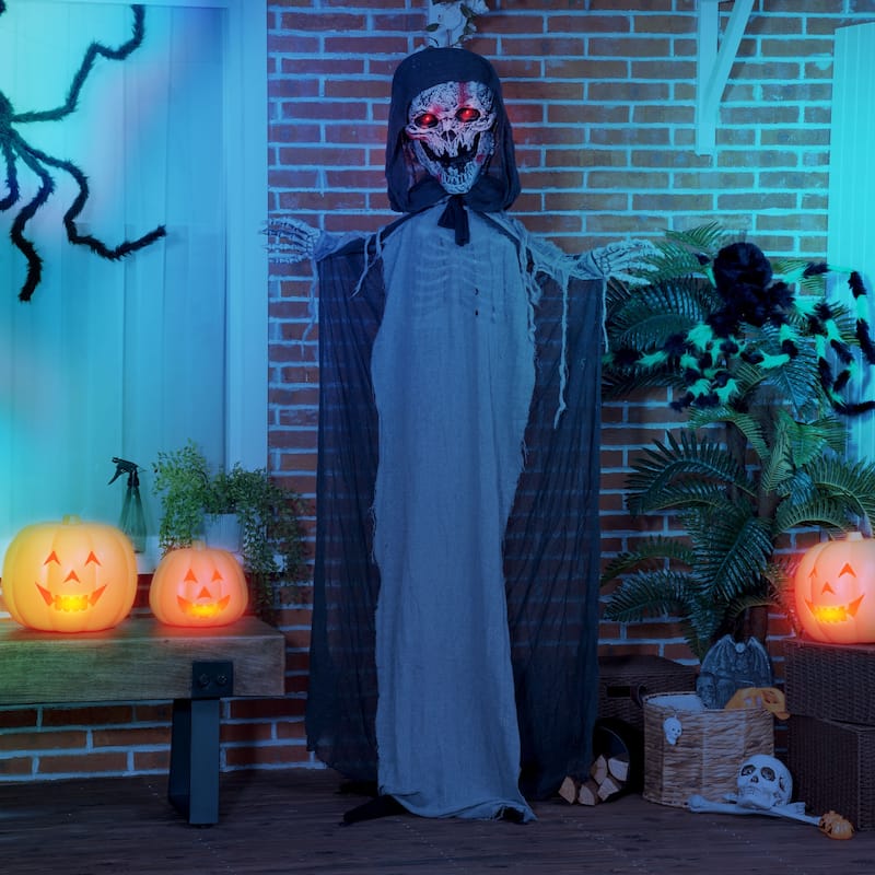 Outsunny 72" Life Size Outdoor Halloween Decorations Skeleton Witch ...