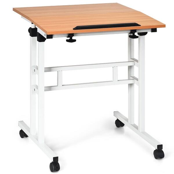 Mobile Standing Desk Height Adjustable Sit Stand Workstation Stand Up ...