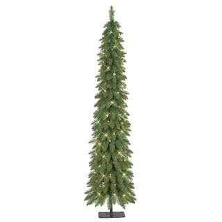 Puleo International 6 ft. Pre-Lit Flocked Alpine Artificial Tree - Bed ...