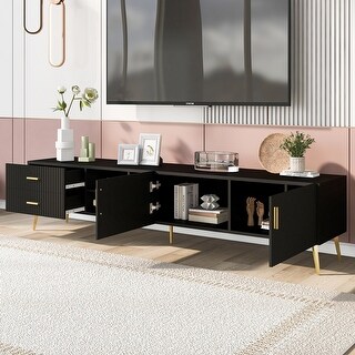 Elegant Modern TV Stand for 77-Inch TVs, Featuring Champagne Legs ...