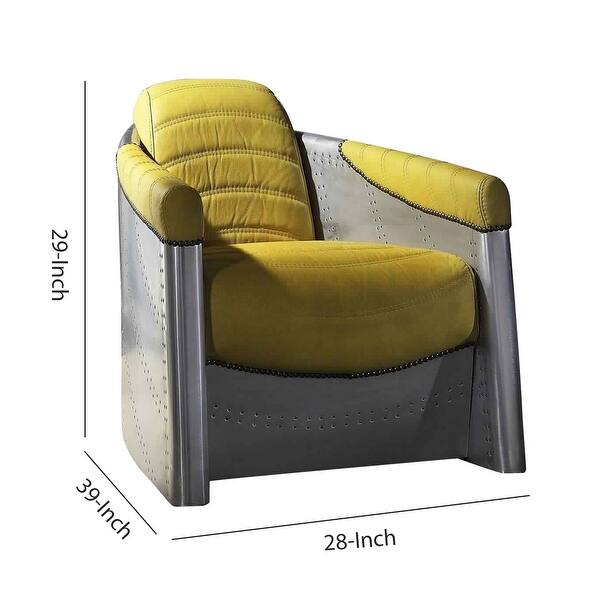 Aluminum Patchwork Lounge Chair with Stitched Upholstery, Yellow and ...