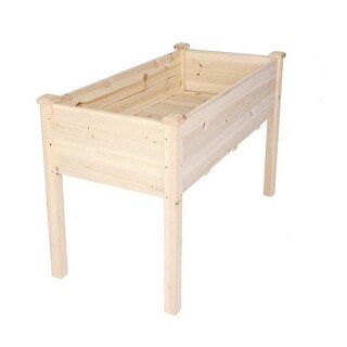 Outdoor Elevated Wood Planter Box Stand Raised Garden Bed Kit Natural ...