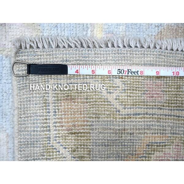 Shahbanu Rugs Cornflower Blue Square Afghan Oushak Vegetable Dyes with ...