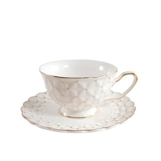 6 oz Tea Cup & Saucer Gold Dots - Bed Bath & Beyond - 37217546