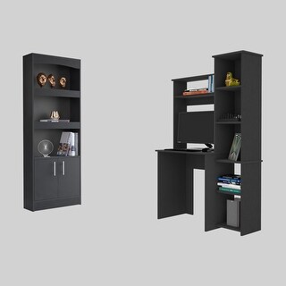 Functional Office Desk and Bookcase Combo Set with User-Friendly ...