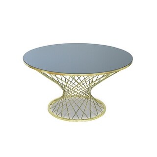 Allie Modern Oval Coffee Table With Geometric Leg, Glass Top - 39" x 25 ...