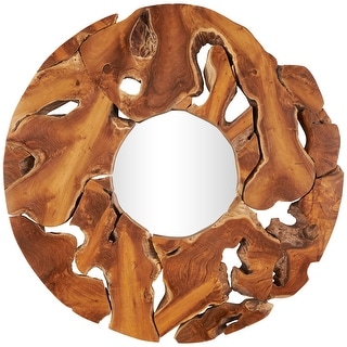 Brown Teak Wood Live Edge Room Wall Mirror - Bed Bath & Beyond - 39057166