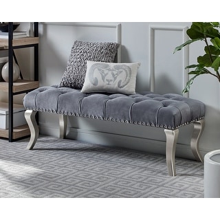 Tufted Fabric Upholstered Bench, Entryway Bench, Velvet Upholstery ...