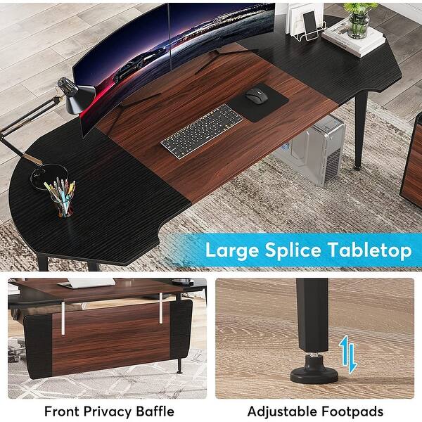 Freestanding L-Shaped Desk with Rolling Drawer Cabinet with Lock Set ...