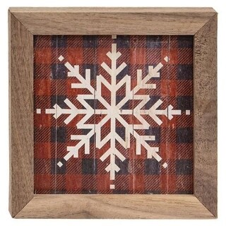 Black & Red Plaid Snowflake Mini Framed Print - 4.5" high by 4.5" wide ...