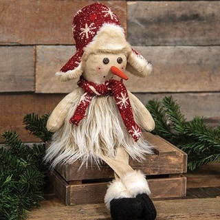 Furry Dangle Leg Snowman with Hat & Scarf - 16" Cozy Decor - 6.50” L x ...