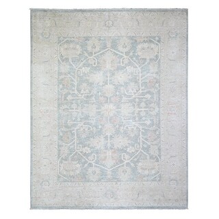 Shahbanu Rugs Cadet Gray Finer Peshawar with Faded Colors Vegetable ...