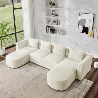 U-Shape DIY Modular Sectional Sofa with 2 Single Seats,2 Chaises - Bed ...