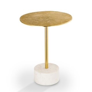 Spi Home Golden Finish End Table With Marble Base 20.5 Inches High - 20 ...