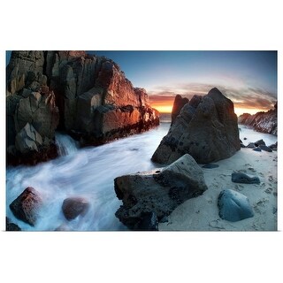 "Sunset onrocks, Point Mugu, Ventura country, California" Poster Print ...