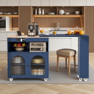 Spruce & Spring Randy Rolling Kitchen Island With Extended Table - Bed ...