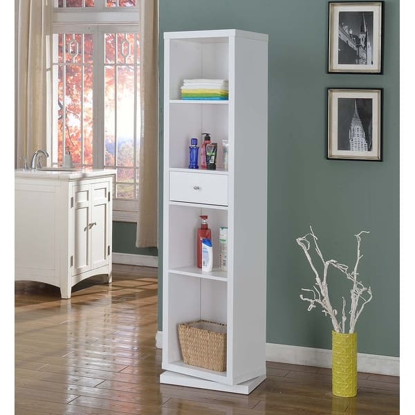 Bella Deluxe 71" Full-Length Mirror and Swivel Shelving Unit, white ...