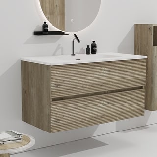 36-inch Floating Vanity with Spacious Storage, One-Piece Basin, and ...