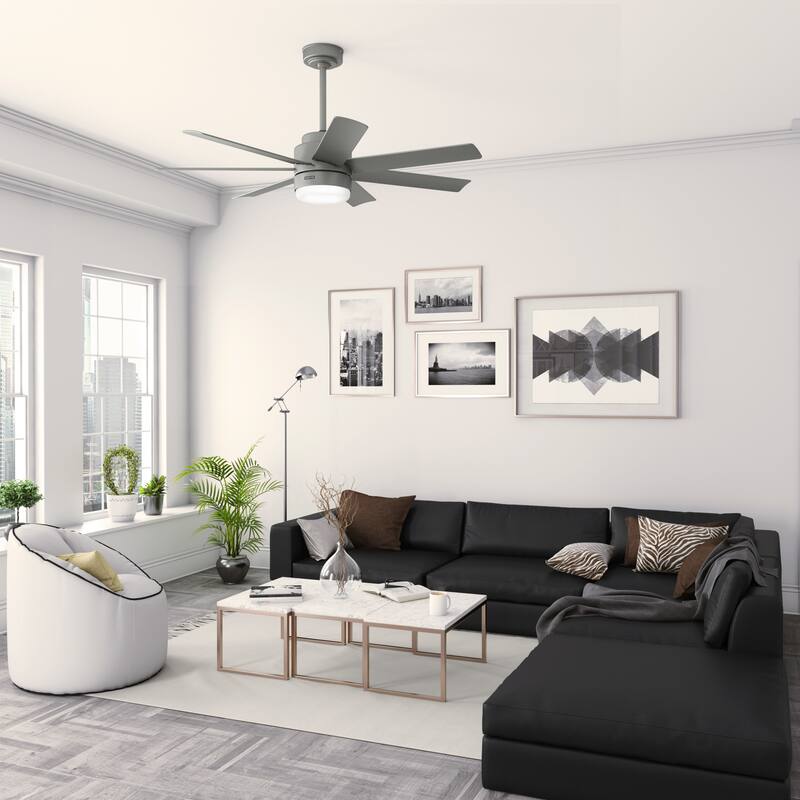 Hunter 52" Brazos Outdoor Ceiling Fan w/LED Light, Handheld Remote ...
