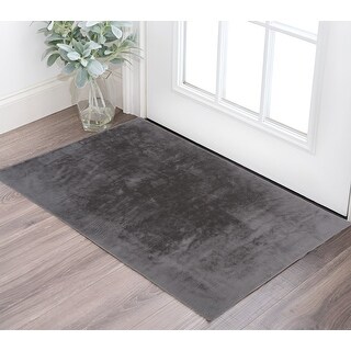 HomeRoots 3' X 5' Gray Shag Non Skid Area Rug - 3' x 5' - Bed Bath ...