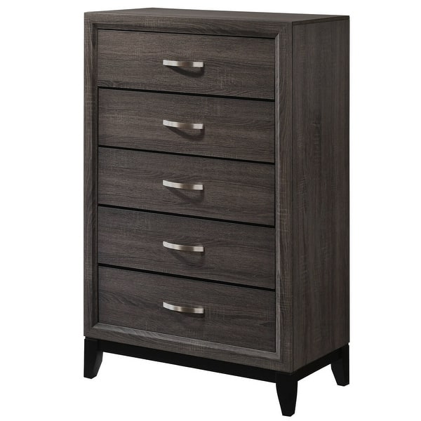 50 Inch Classic 5 Drawer Tall Dresser Chest with Metal Handles, Oak ...