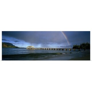 "Rainbow over a pier, Hanalei, Kauai, Hawaii" Poster Print - Multi ...