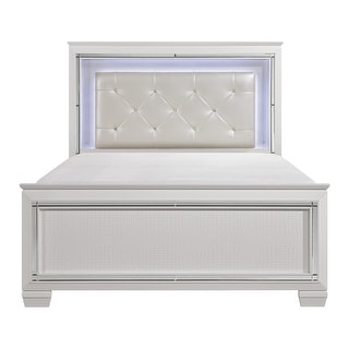 Audi White LED Faux Leather Upholstered Tufted Bed - Bed Bath & Beyond ...