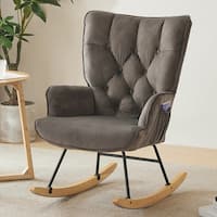 Rocking Chair Nursery, Upholstered Glider Rocker with High Backrest ...