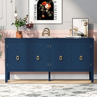 Navy Blue Buffet Sideboard Accent Storage Cabinet TV Console Table ...