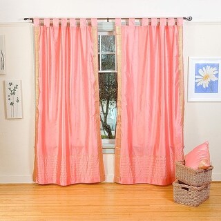 Pink Tab Top Sheer Sari Curtain / Drape / Panel - Piece - Bed Bath ...