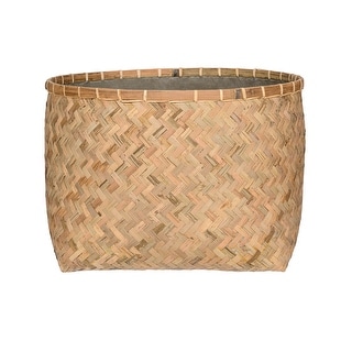 Pottery Pots 24.8 in L Round Bamboo Cement/Bamboo Indoor/Outdoor Nala ...