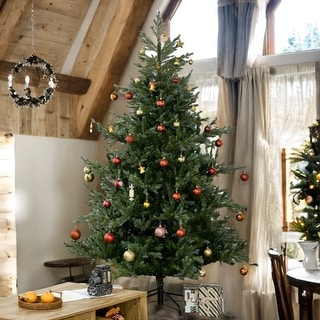 7.5ft Unlit Artificial Christmas Tree, Realistic Molded Branches, Flame ...
