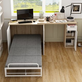 Sleek Multipurpose Workstation: Modern Desk Transforms into Guest Bed ...