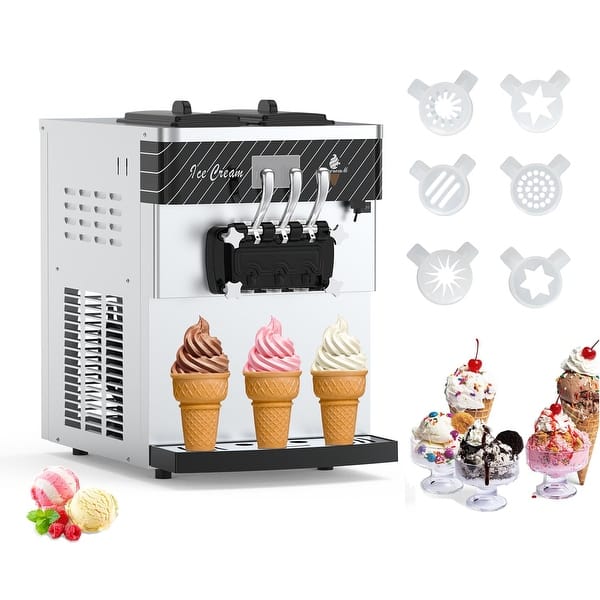 3-Flavor Commercial Countertop Ice Cream Machine Soft Serve Maker - Bed ...
